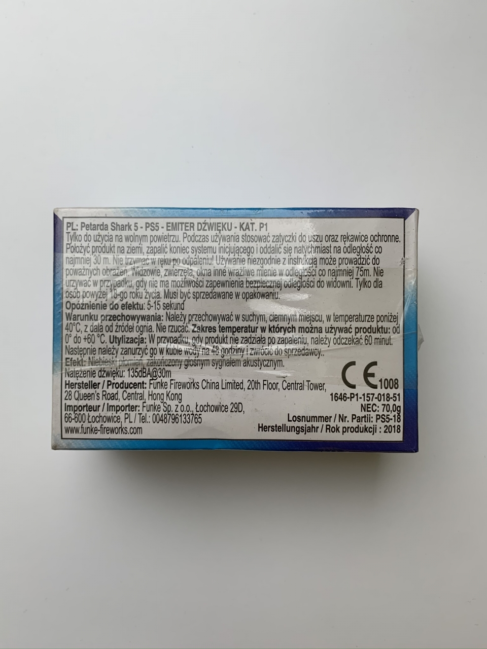 FEUERWERK.net Datenbank | Funke Fajerwerki PS5 Shark - Petard Shark 5 [P1]