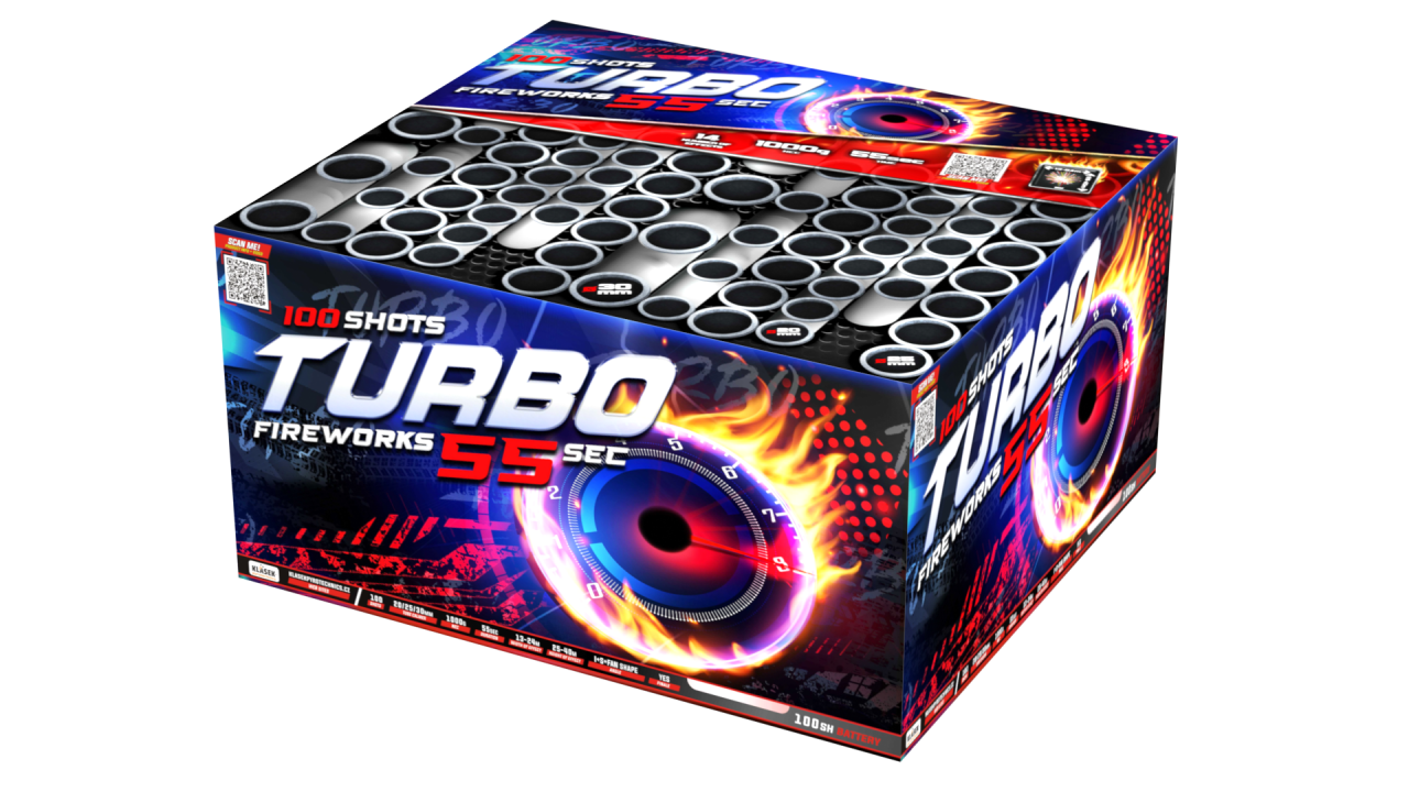 FEUERWERK.net Datenbank | Klasek Trading 100 Shots Turbo Fireworks 55 ...
