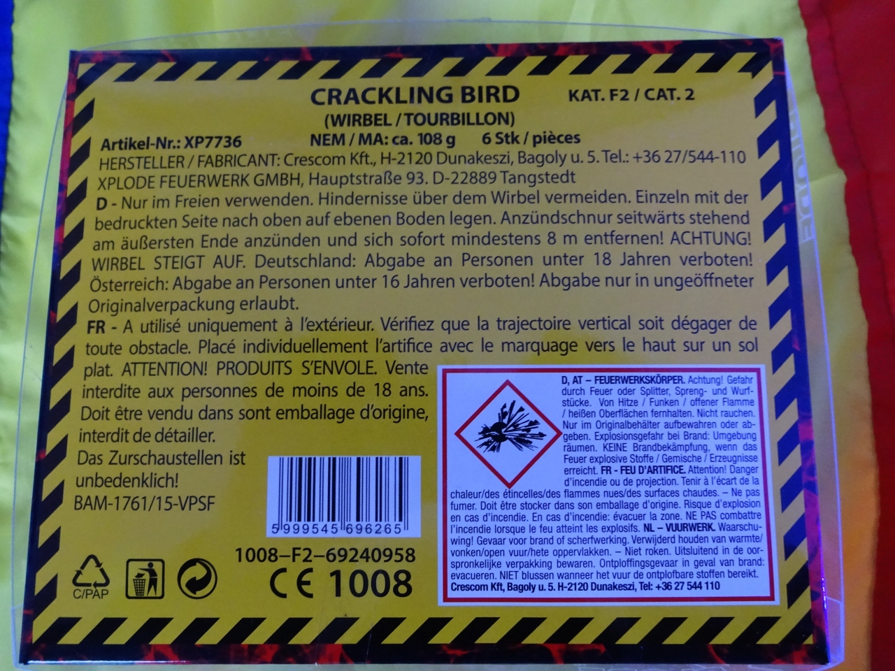 FEUERWERK.net Datenbank | Xplode Fireworks Crackling Bird